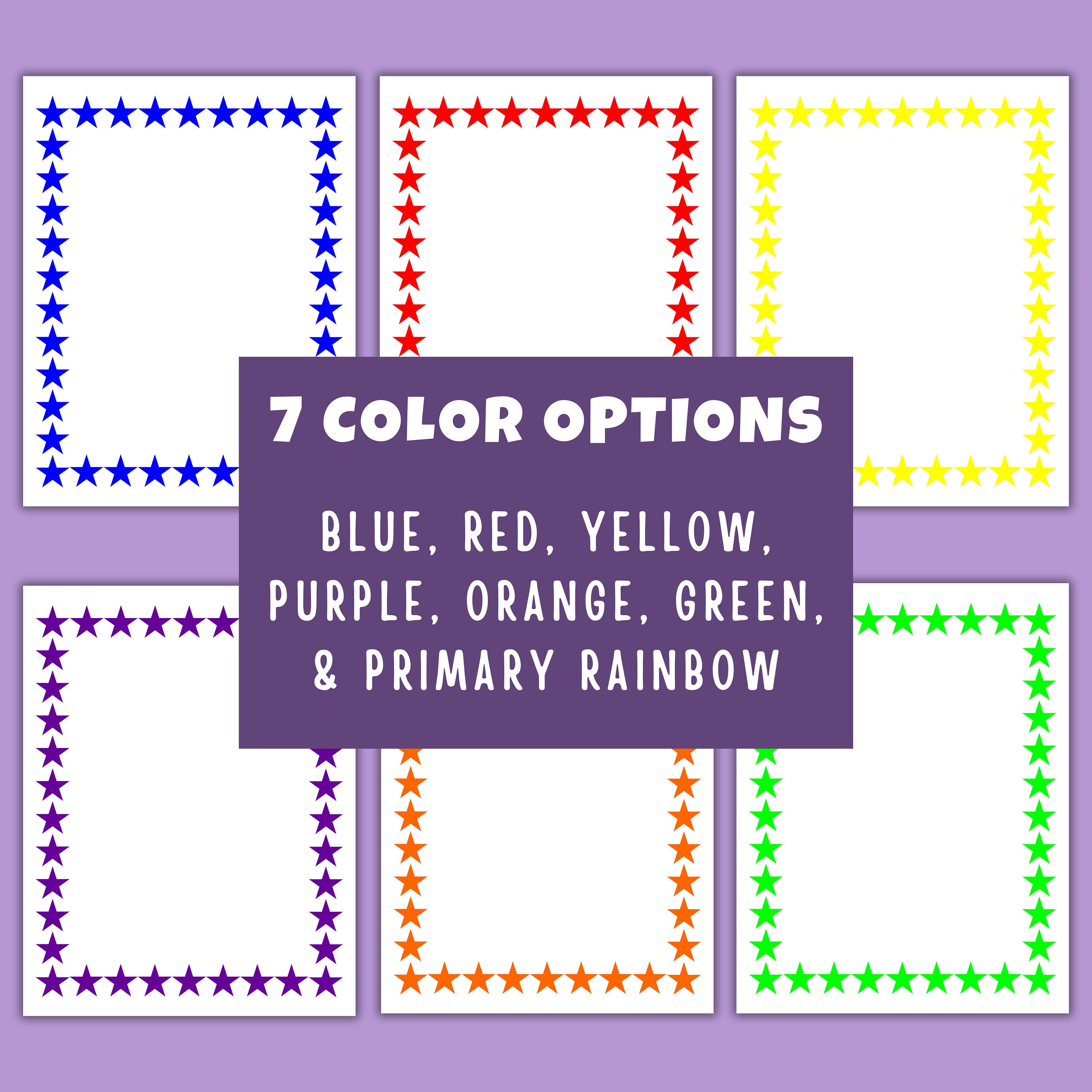 Star Border Printable: Primary Colors Blank Sign (PDF) - Etsy