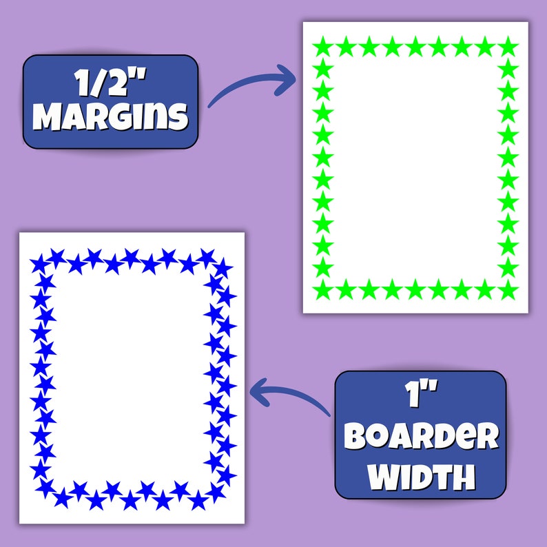Primary Color Star Border Blank Paper Printables Teacher - Etsy