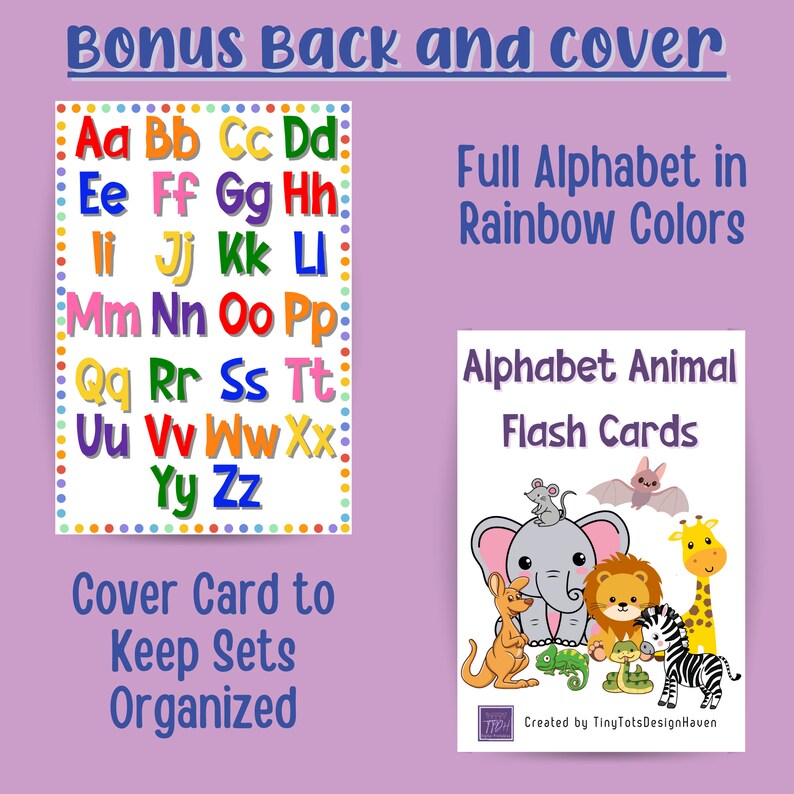 Animal Alphabet Flashcards, Preschool Learning (PDF) - Etsy