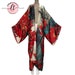 Red Long Floral Kimono Lotus Kimono Batwing Sleeve Kimono - Etsy
