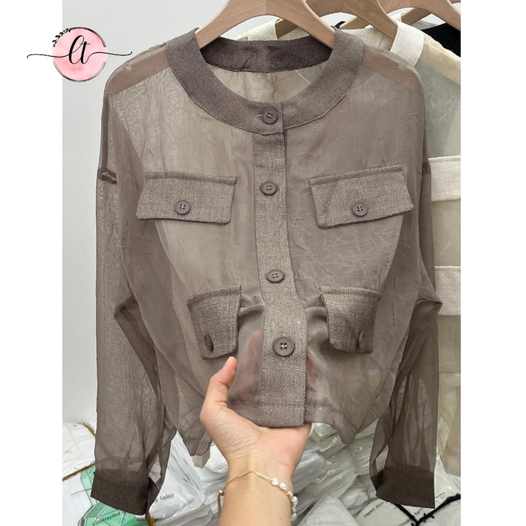 Sheer Jackets See Through Cropped Thin Summer Long Sleeve Shirt mesh ...