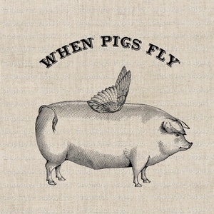 When Pigs Fly Instant Download Digital Printable Vintage Illustration ...