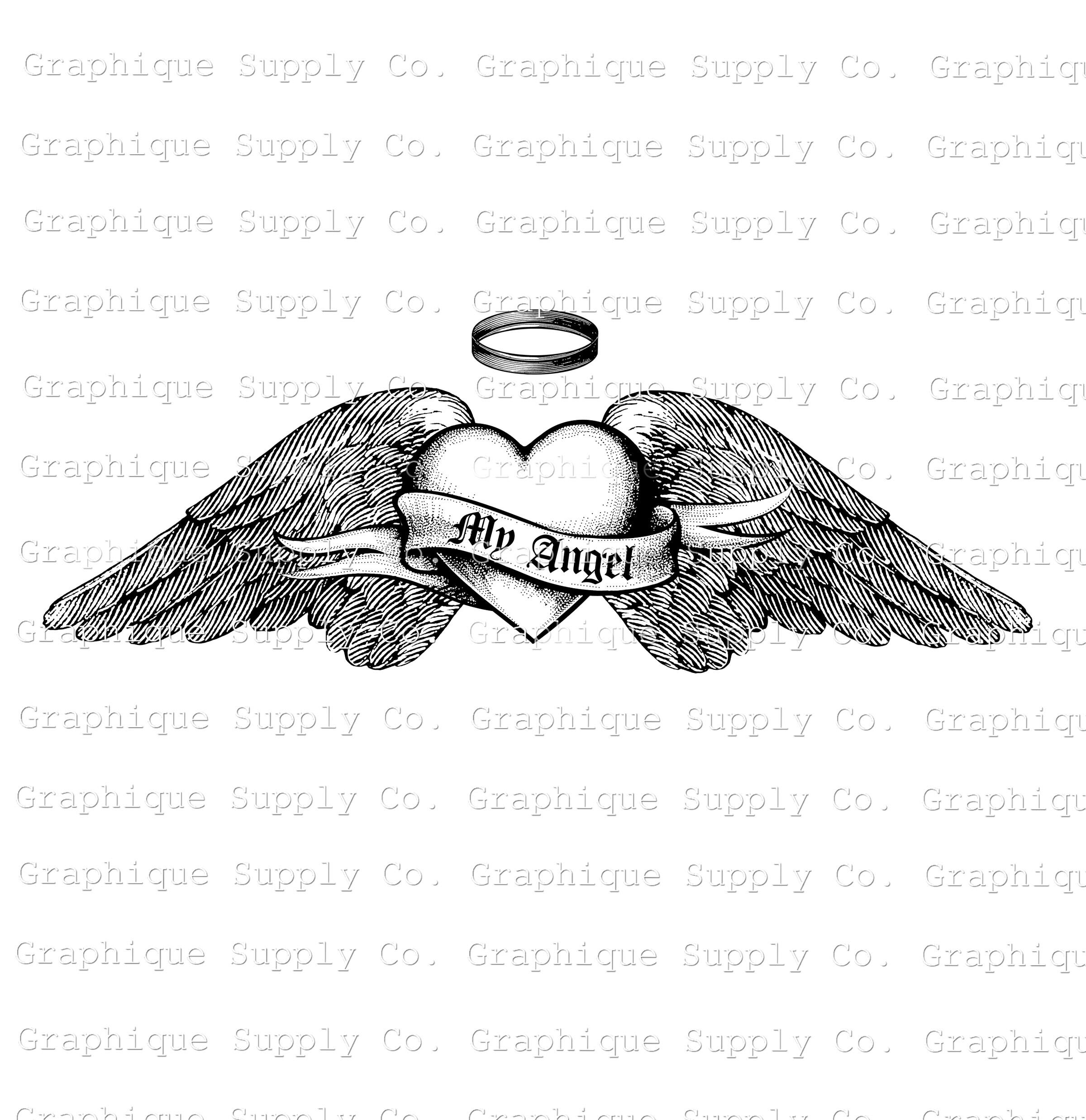 My Angel Wings in Memory guardian Angel Vintage Illustration Instant ...