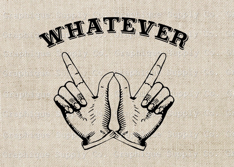 Whatever Message Sign Language Vintage Illustration Instant Download ...
