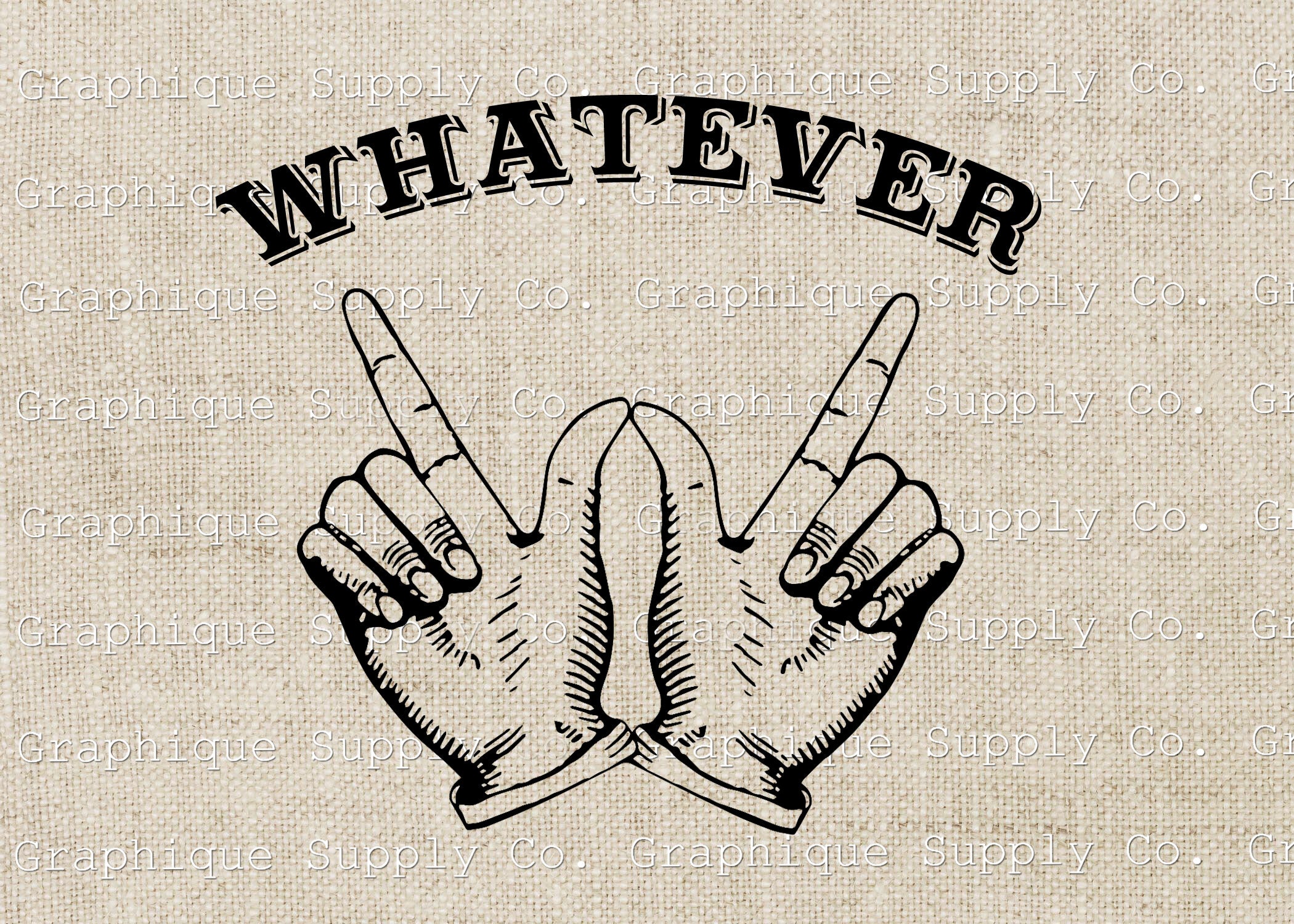 Whatever Message Sign Language Vintage Illustration Instant Download ...