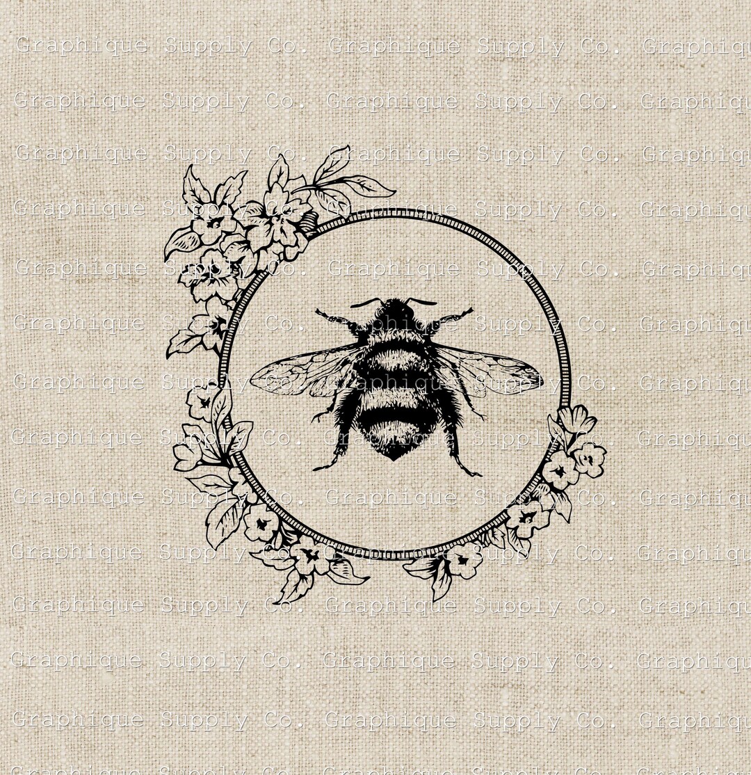 Bumble Bee Clipart With Floral Wreath Svg-floral Overlay, Elegant Logo ...