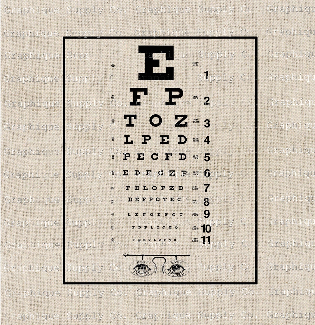 Typograhpy Eye Chart Chaulkboard Clip Art Illustration- Instant ...