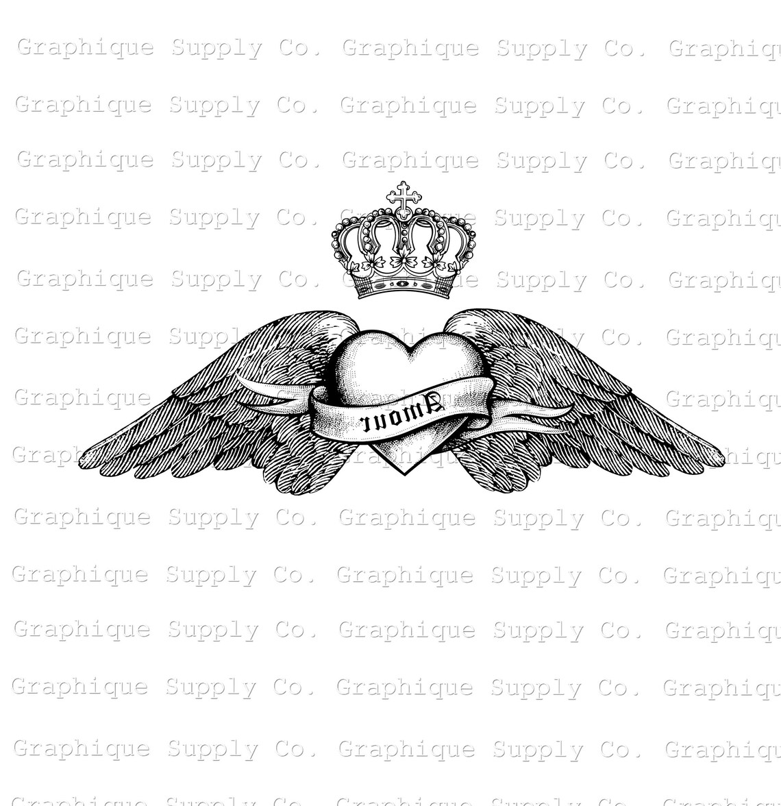 Angel Wings-crown-amour-guardian Angel Vintage Illustration - Etsy