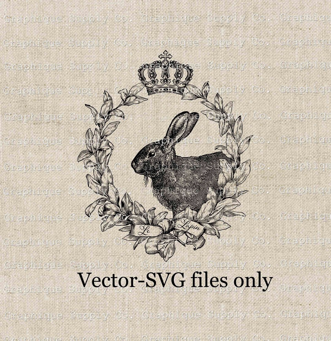 Vintage Rabbit Clip Art - French Country SVG, Vector Graphic ...