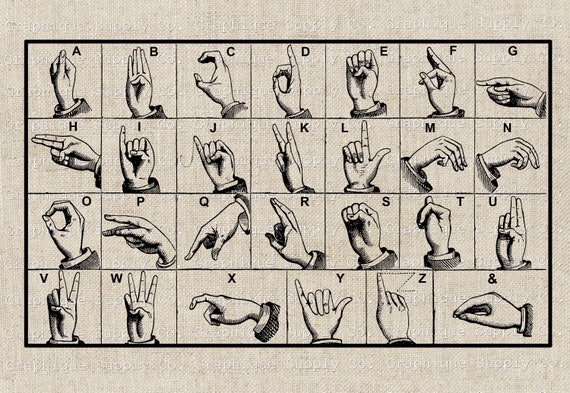Sign Language Vintage Clip Art Illustration Instant Download | Etsy