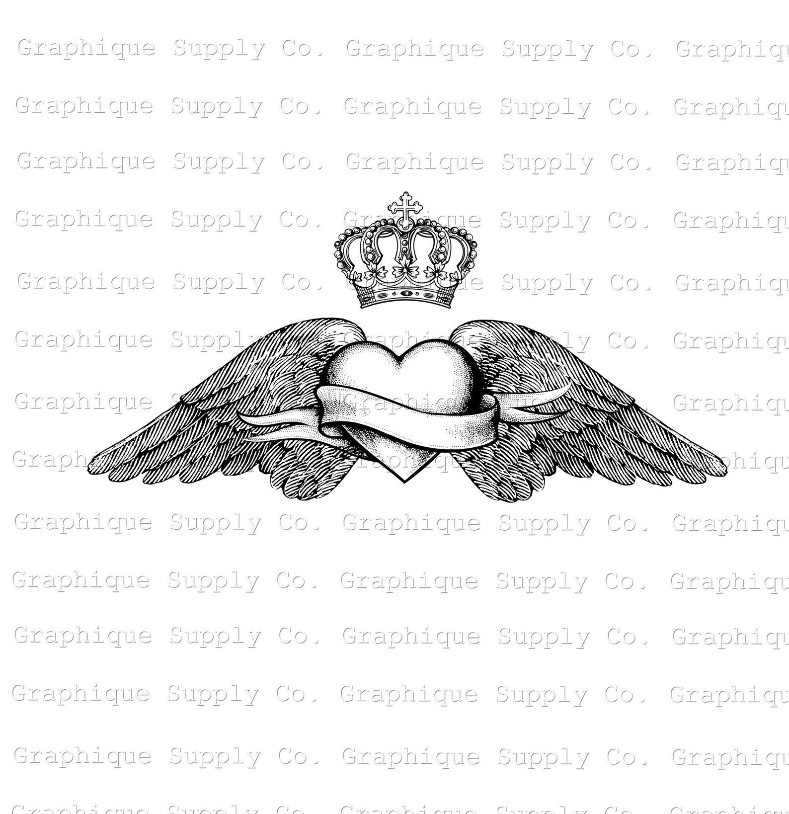 Angel Wings-crown-amour-guardian Angel Vintage Illustration | Etsy