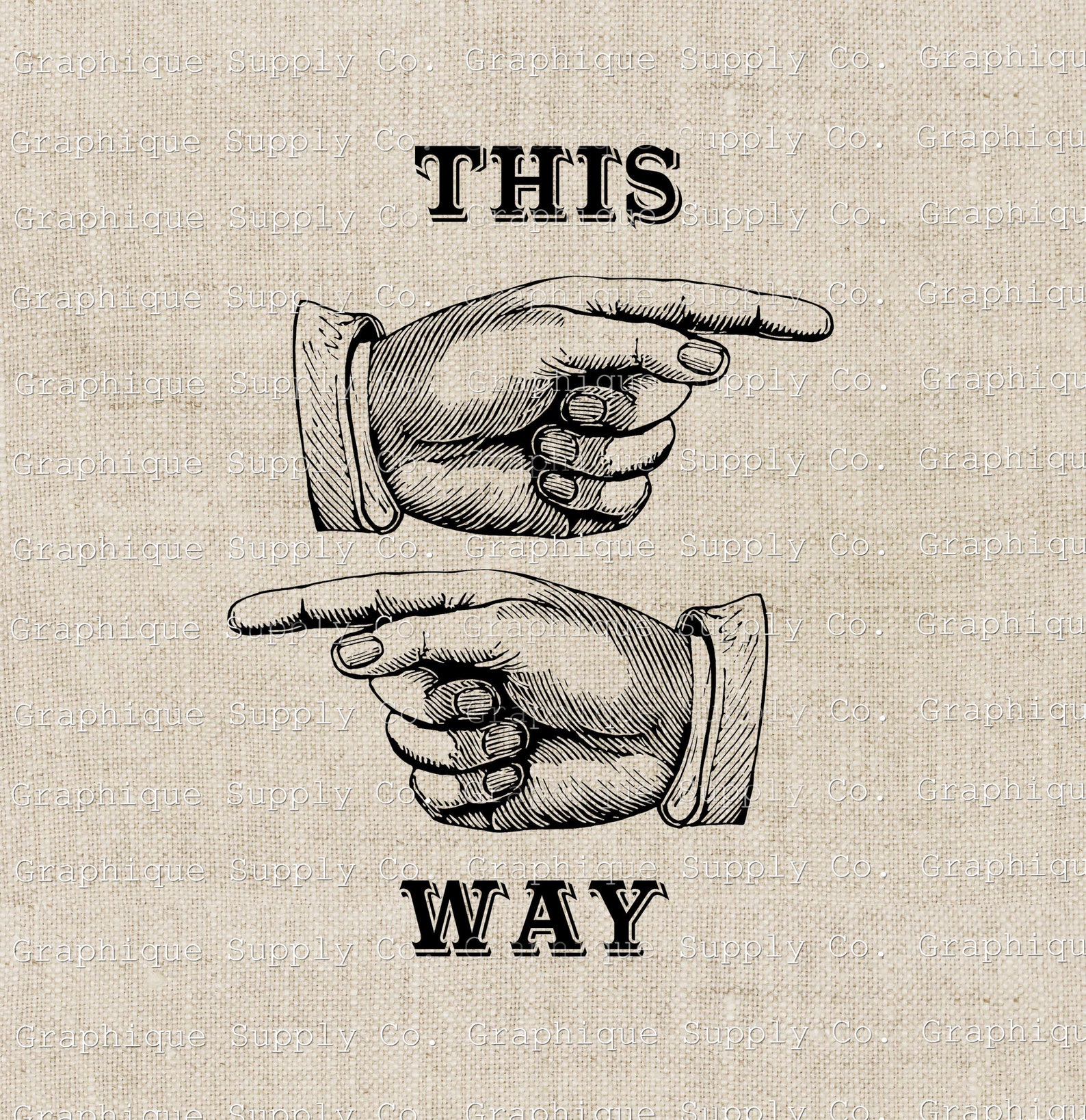 Vintage Hand Gesture Sign Illustration - Instant Download Digital ...