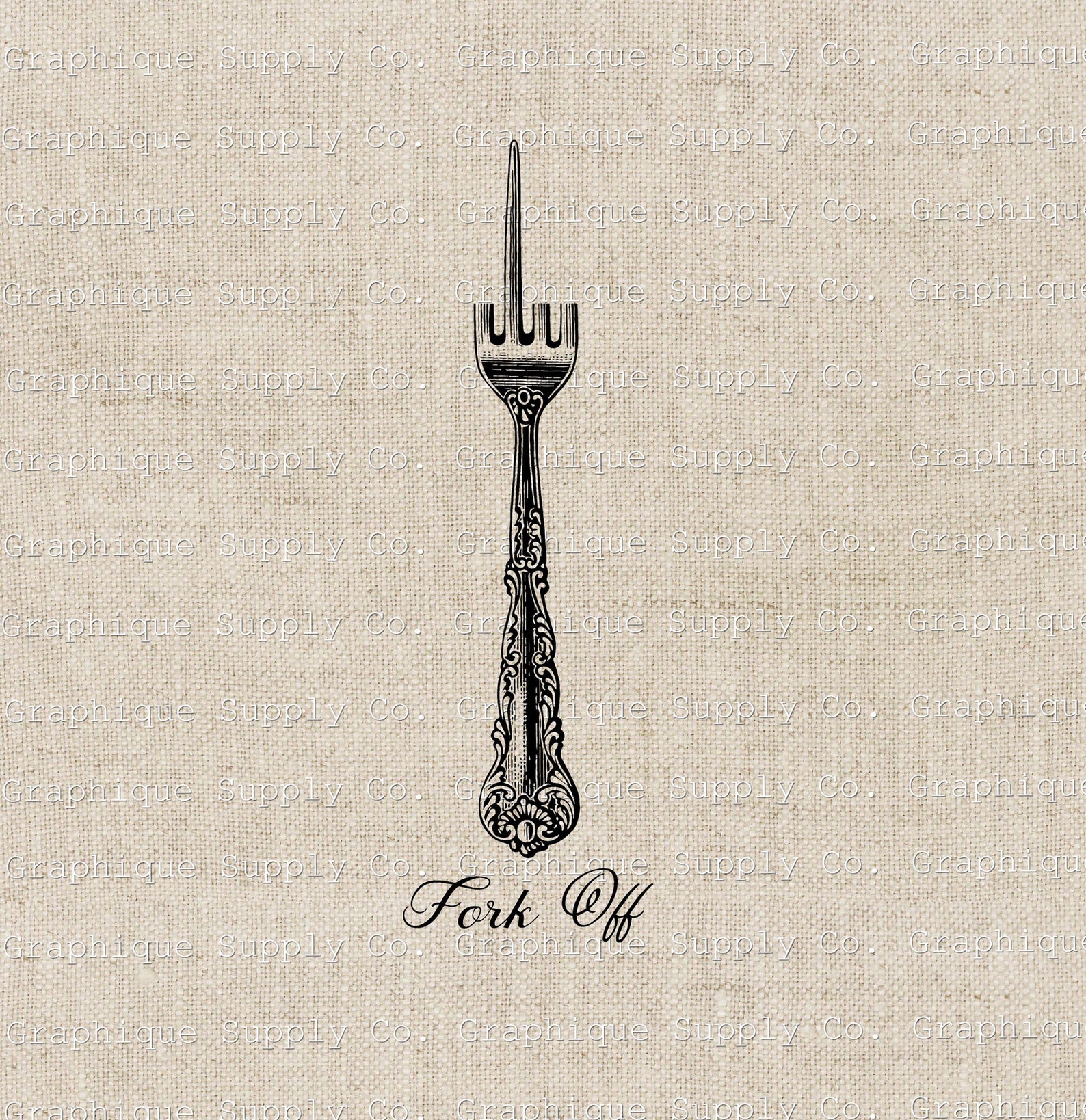 Fork off Kitchen Art Illustration-instant Download Digital Printable ...