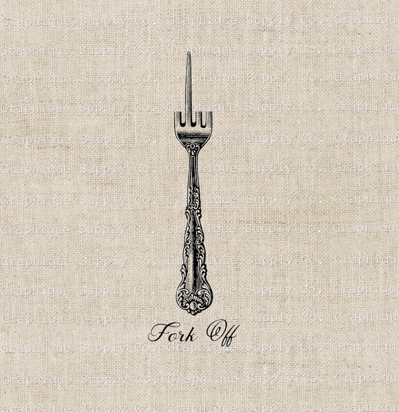 Fork off Kitchen Art Illustration: Vintage Style Printable (digital ...