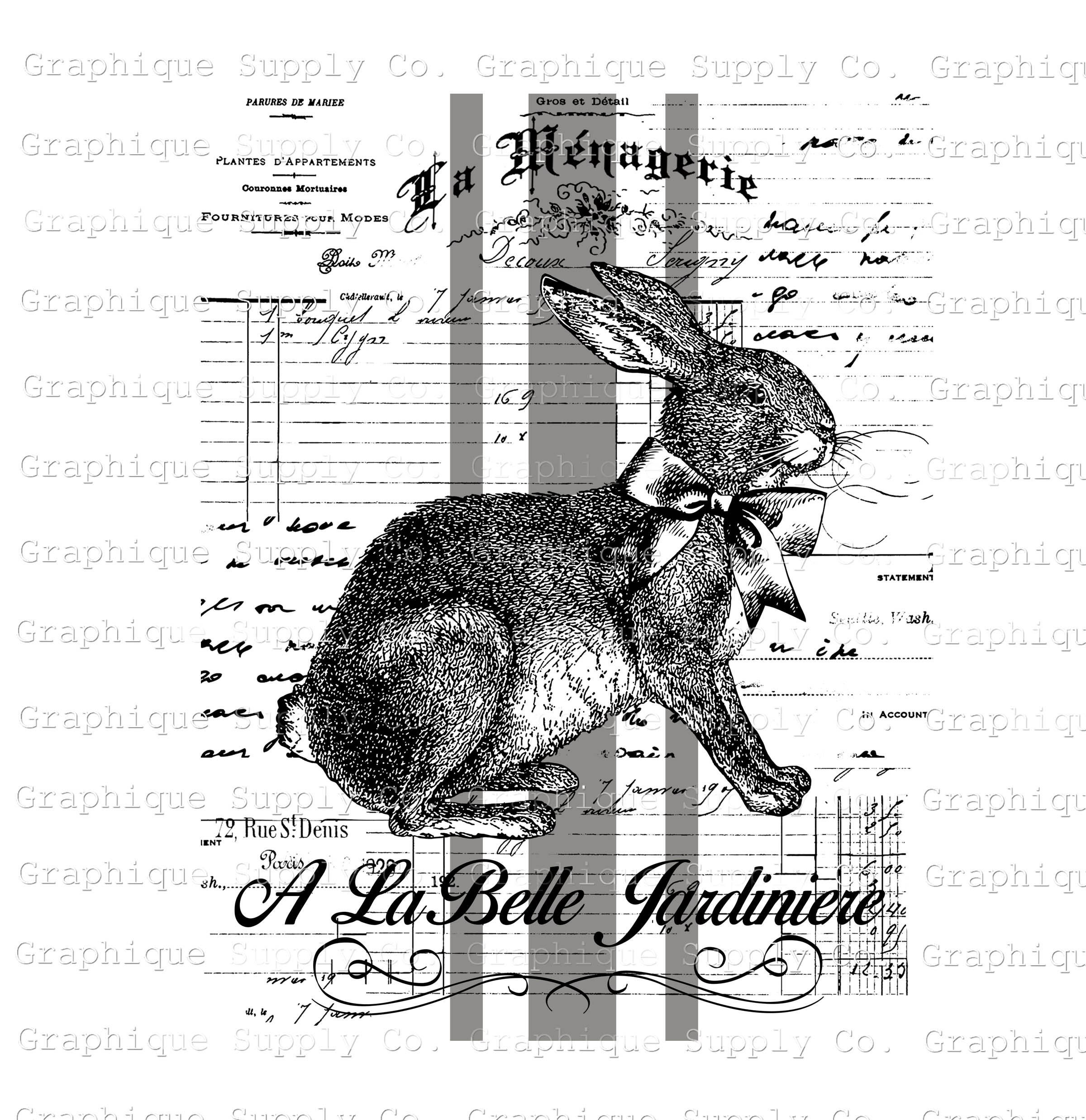 French Rabbit Clipart Bunny Clip Art Vintage Illustration Printable ...