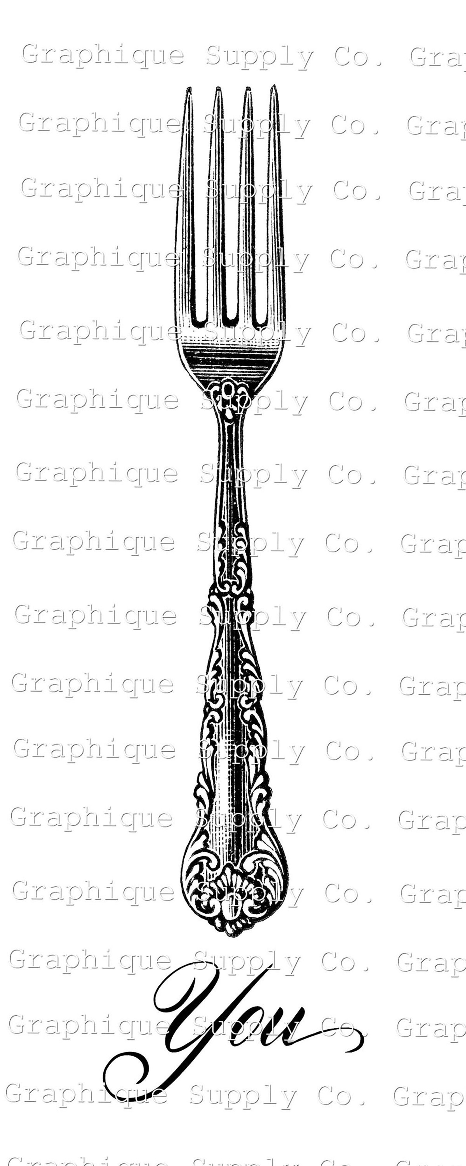 Fork You Kitchen Art Illustration: Vintage Style Printable (digital ...