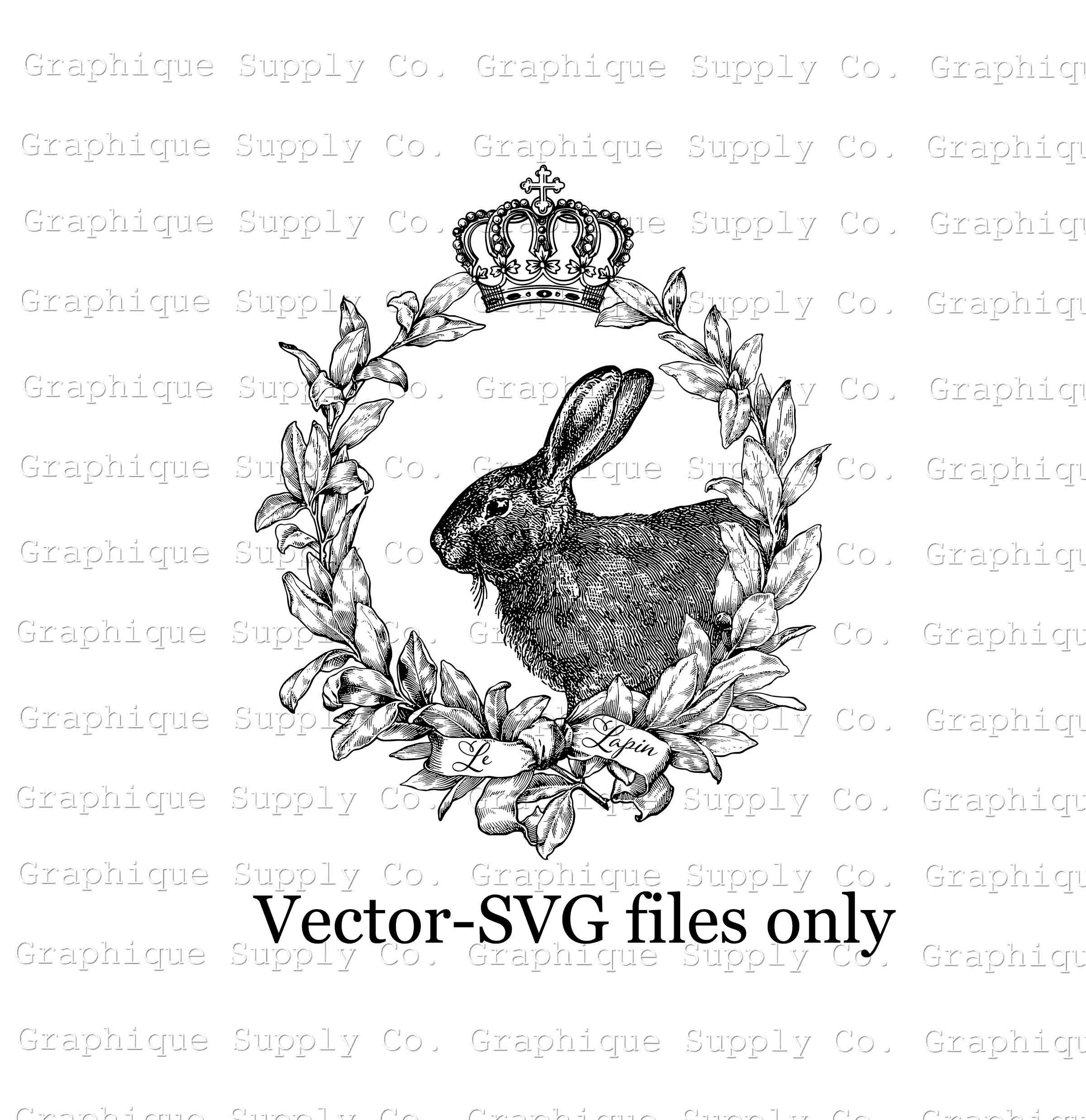 Vintage Rabbit Clip Art - French Country SVG, Vector Graphic ...