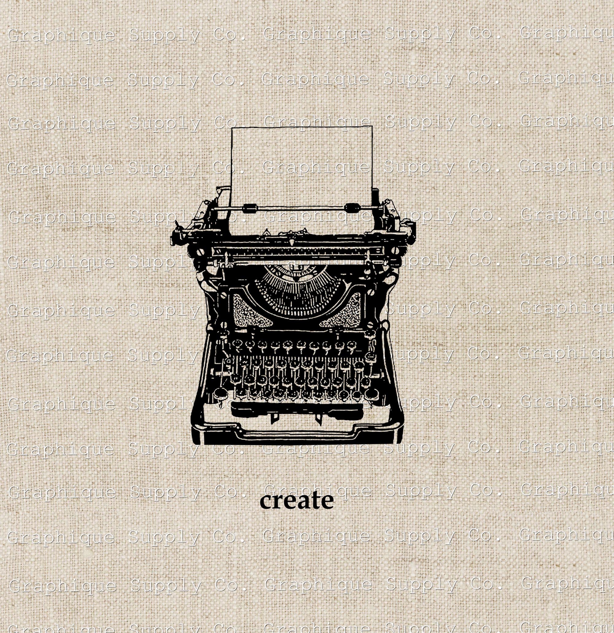 Typewriter Office Art Vintage Illustration Instant Download Digital ...