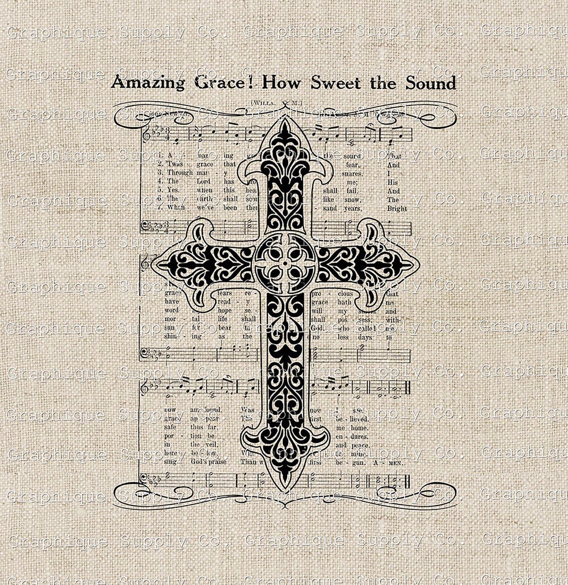 Cross Clipart Amazing Grace Quote - Instant Download Wall Art Printable ...