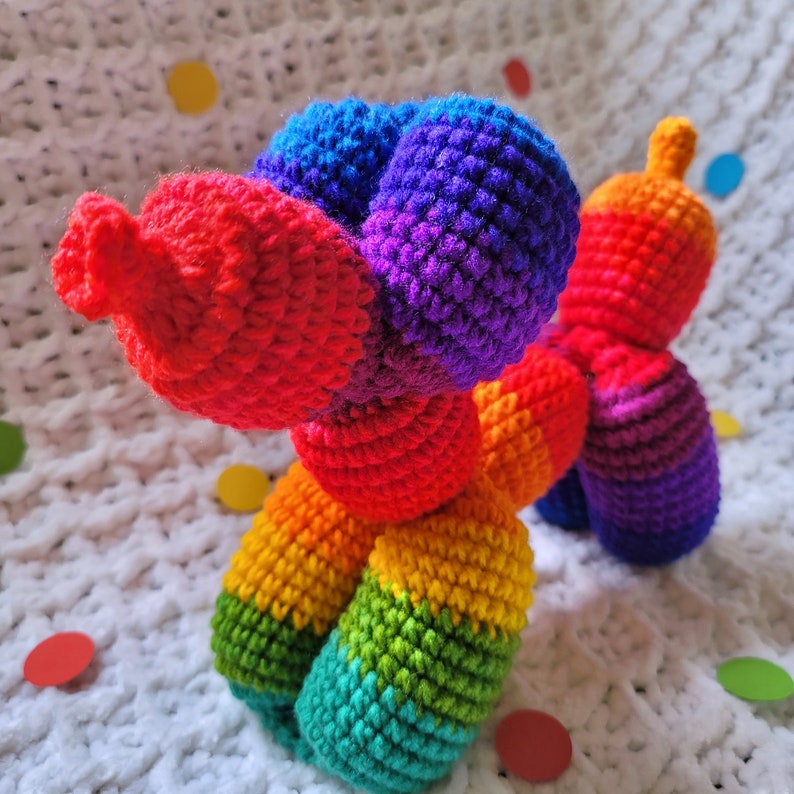 Crochet Balloon Animal Dog, Rainbow Birthday Gift, Rainbow Dog Plush ...