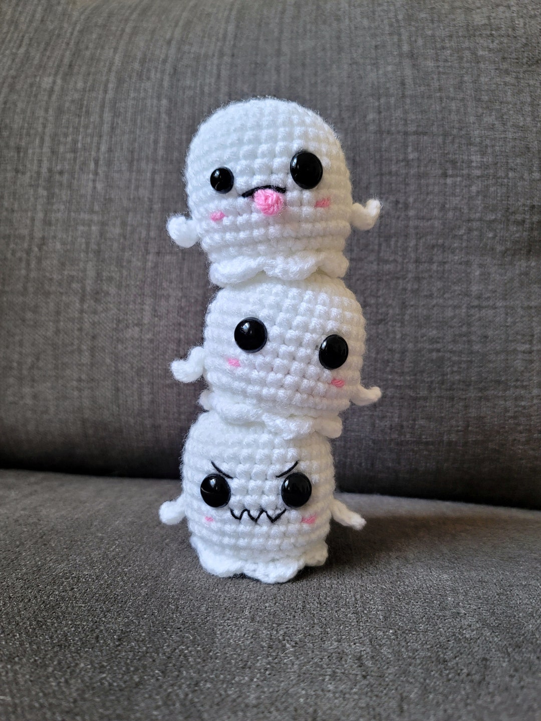 Amigurumi Crochet Stackable Plush Ghosts, Halloween Spooky Decoration ...