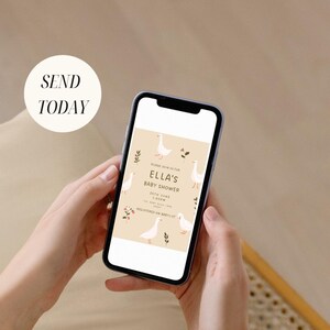 Editable Gender Neutral Goose Baby Shower Invitation | Goose Mother ...