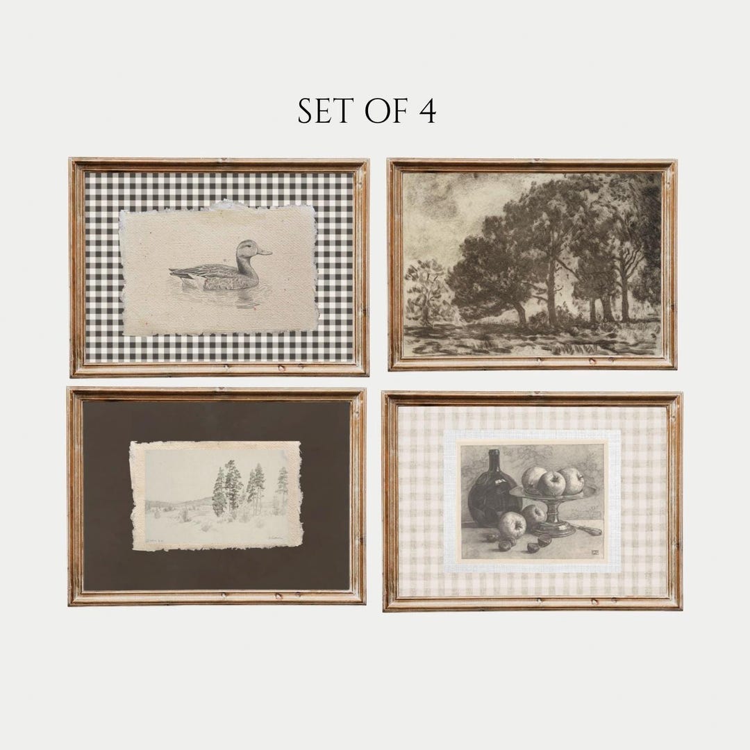Set of 4 Vintage French Country Wall Art, Cottage Core Kitchen Art ...