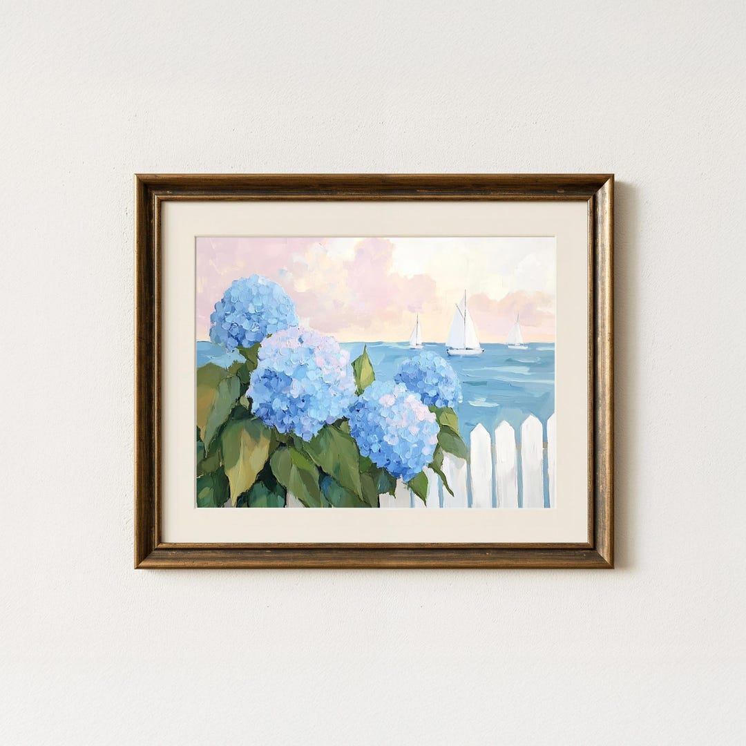 East Coast Grandmillennial Print, Nantucket Prints, Beachy Wall Art ...
