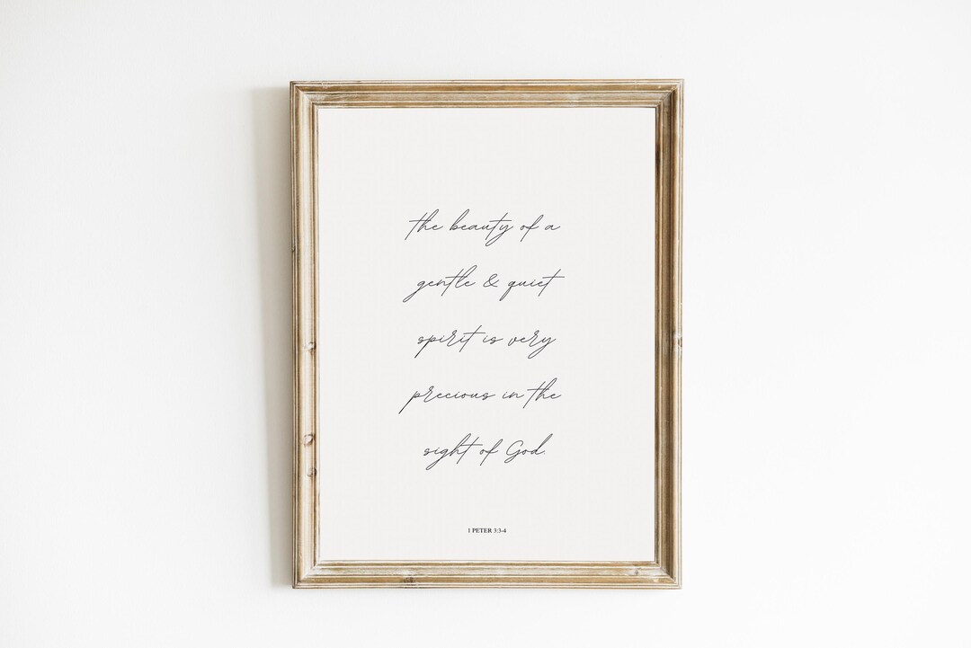 1 Peter 3:3-4 Print, Scripture Wall Art, Minimalist Cursive Christian ...