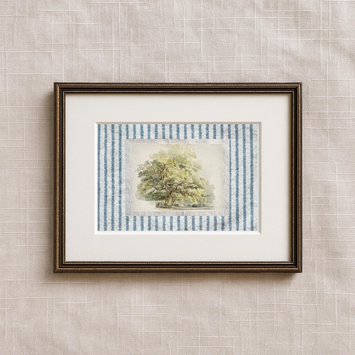 Blue Striped Vintage French Country Wall Art, Farmhouse Wall Print ...