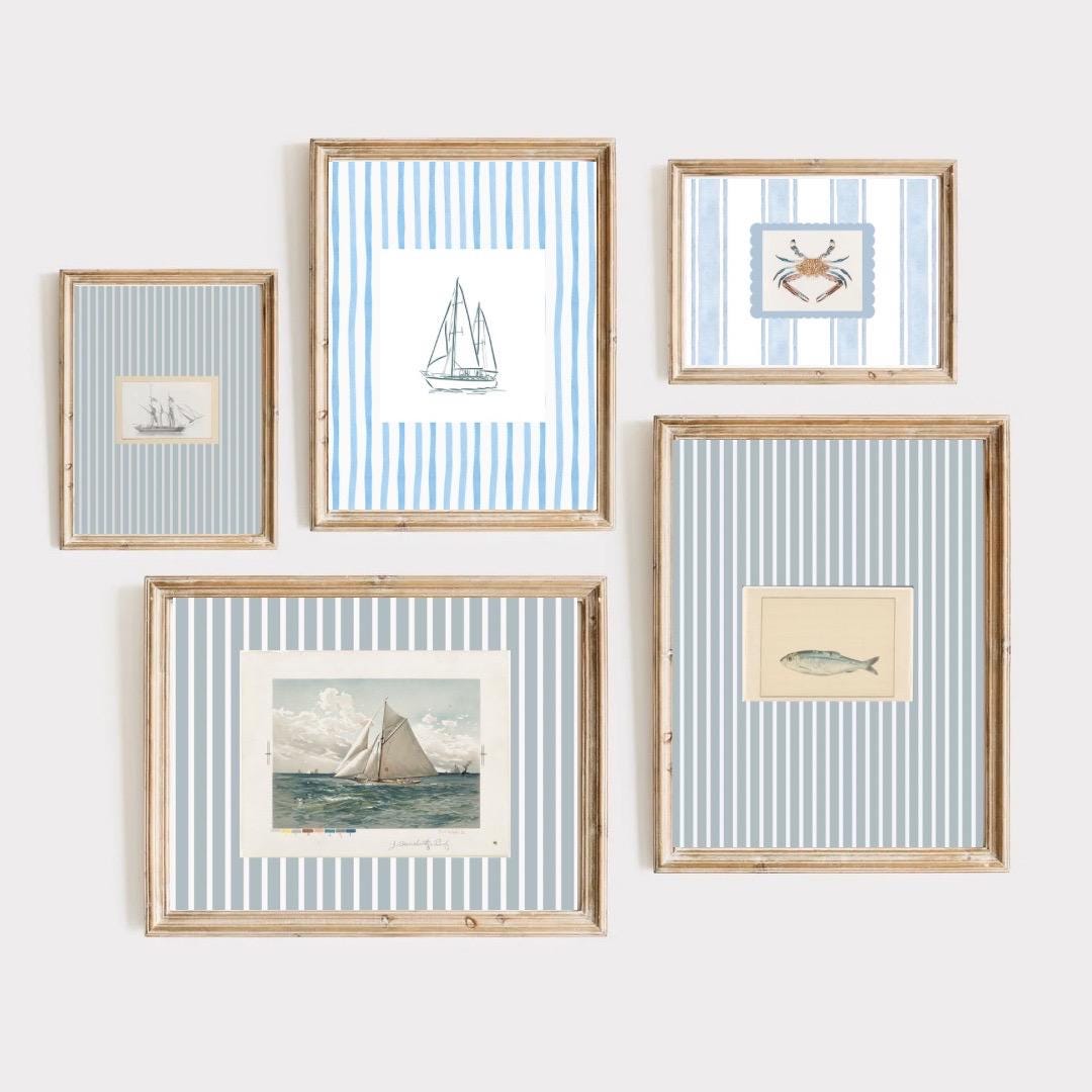East Coast Grandmillennial Prints, Nantucket Prints, Beachy Wall Art ...