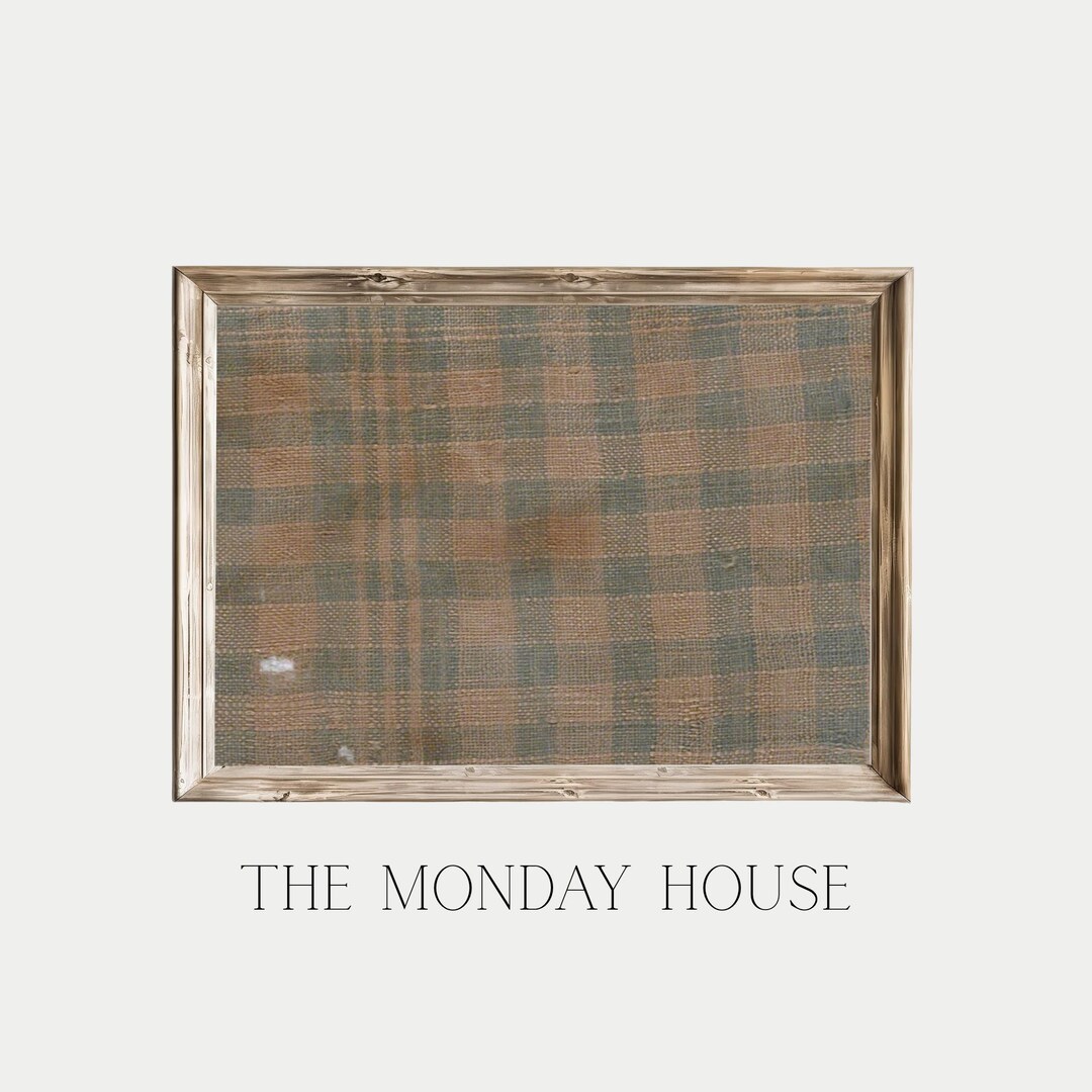 Plaid Vintage Textile, French Country Wall Art, Cottage Core Kitchen ...