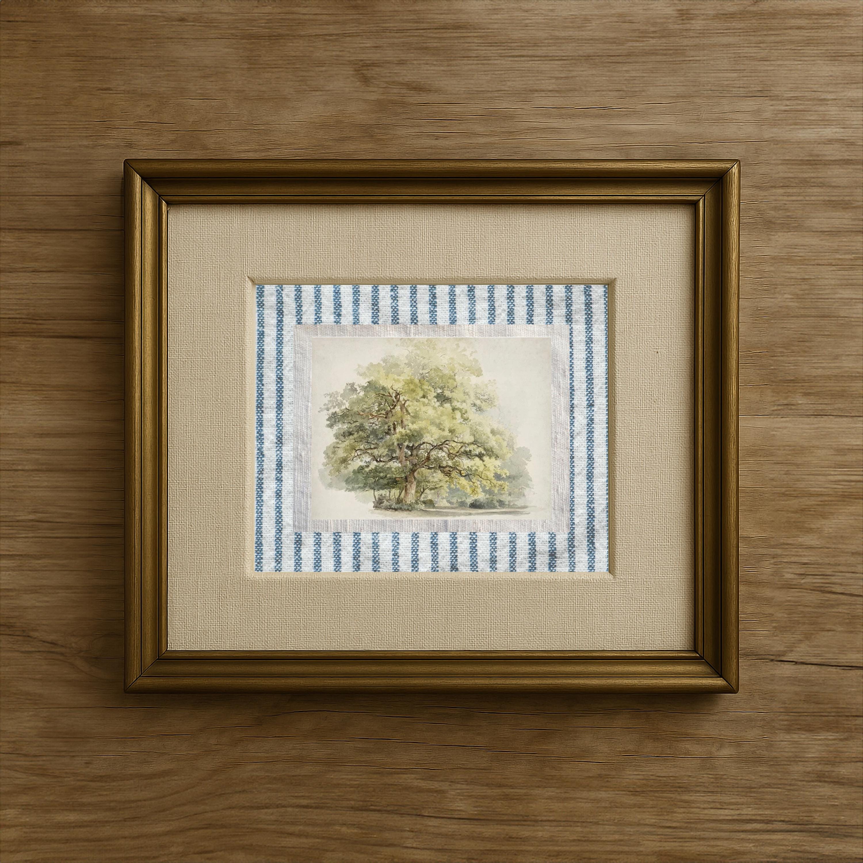 Blue Striped Vintage French Country Wall Art, Farmhouse Wall Print ...