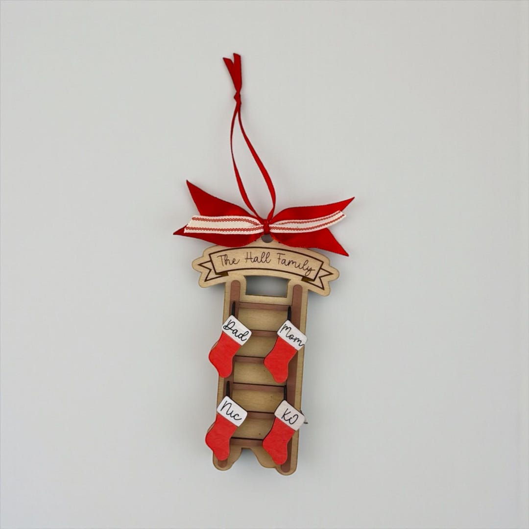 Personalized Family Stocking Ladder Ornament - Etsy