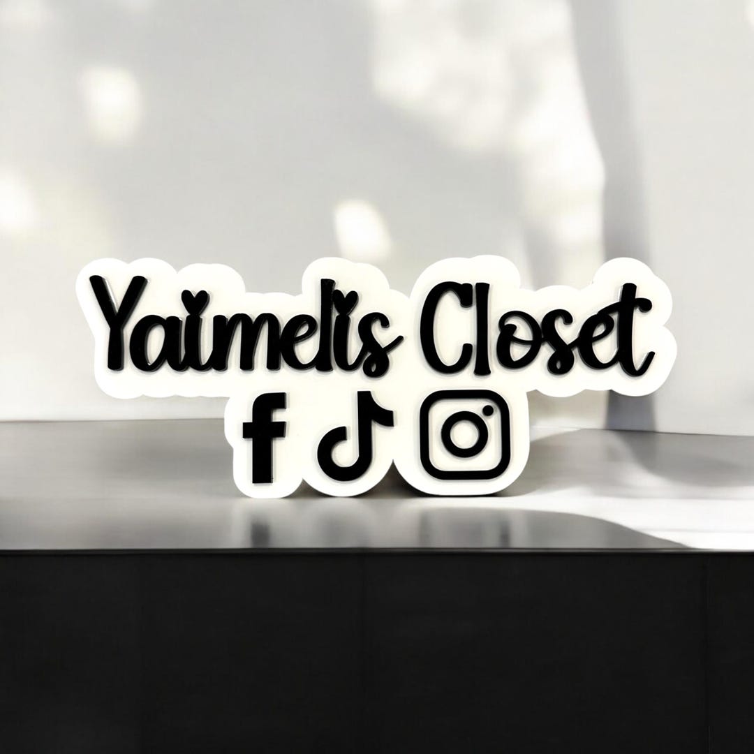 Custom Acrylic Social Media Sign - Personalized Business Watermark Sign ...