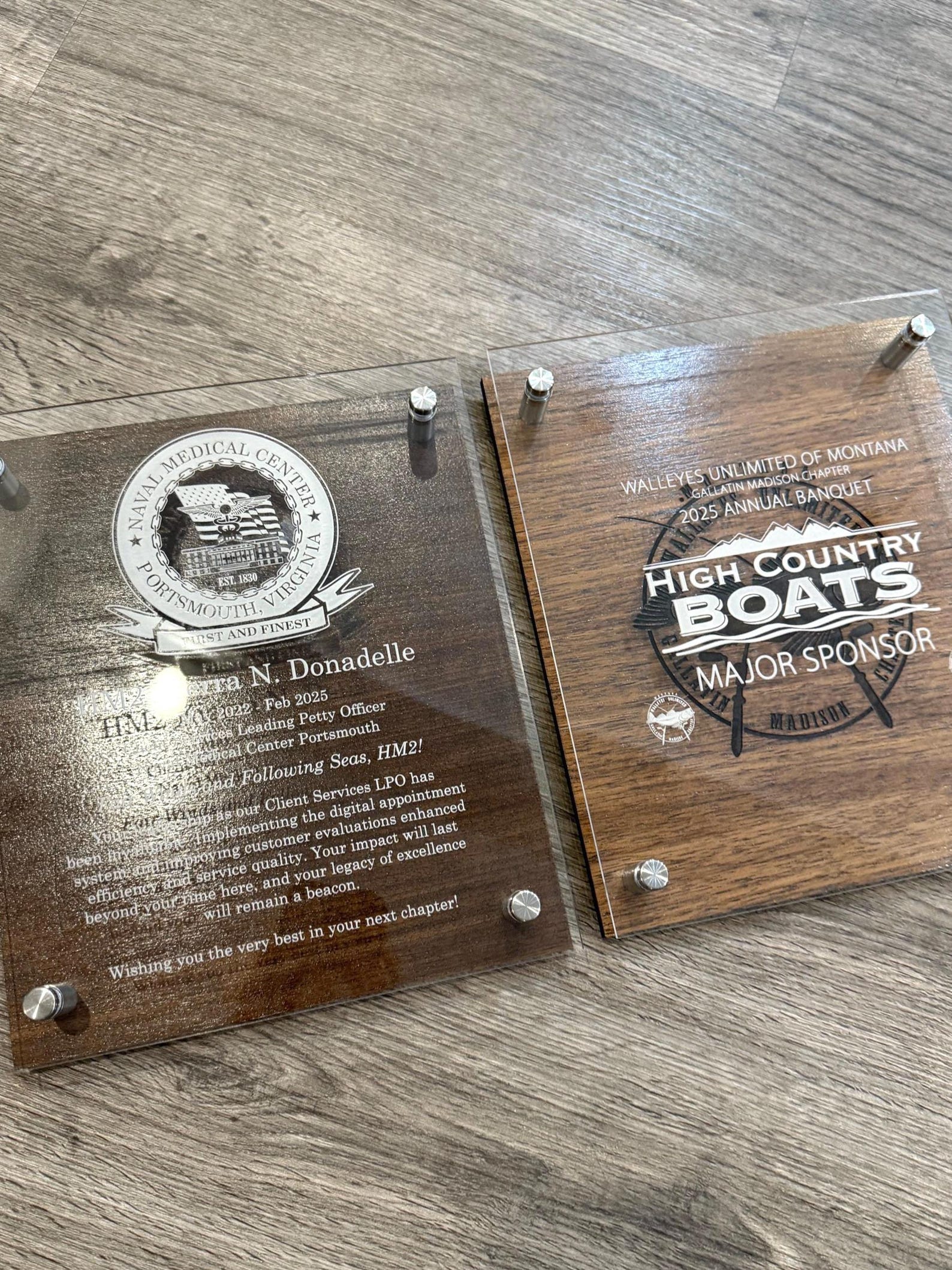 Custom Wood & Acrylic Recognition Plaque: Retirement, Achievement Award ...