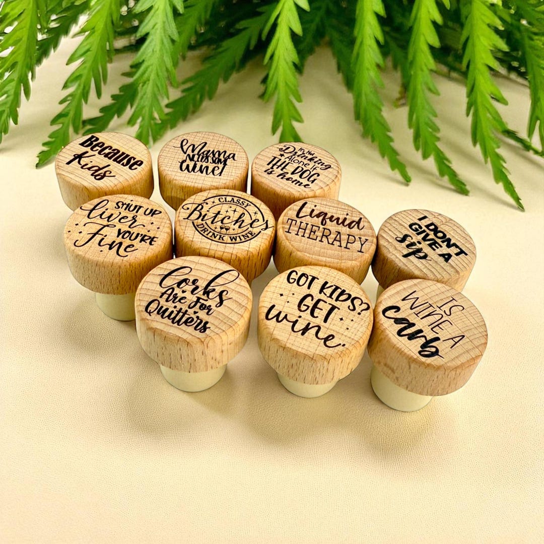 Engraved Wood Wine Cork | Funny Wine Quotes, Custom Stoppers - Etsy
