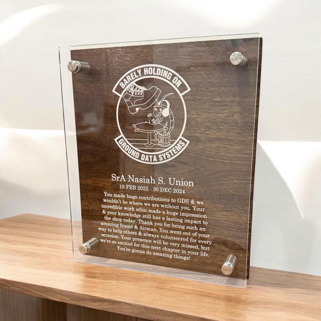 Custom Wood & Acrylic Recognition Plaque: Retirement, Achievement Award ...