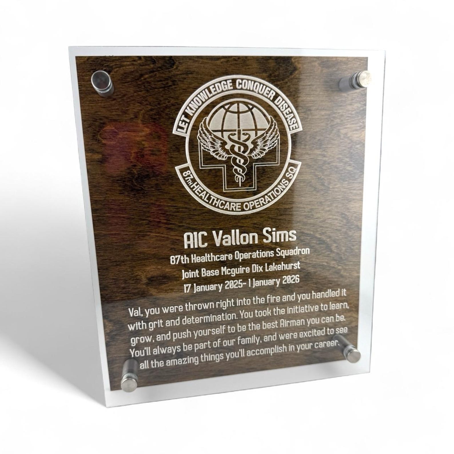Custom Wood & Acrylic Recognition Plaque: Retirement, Achievement Award ...