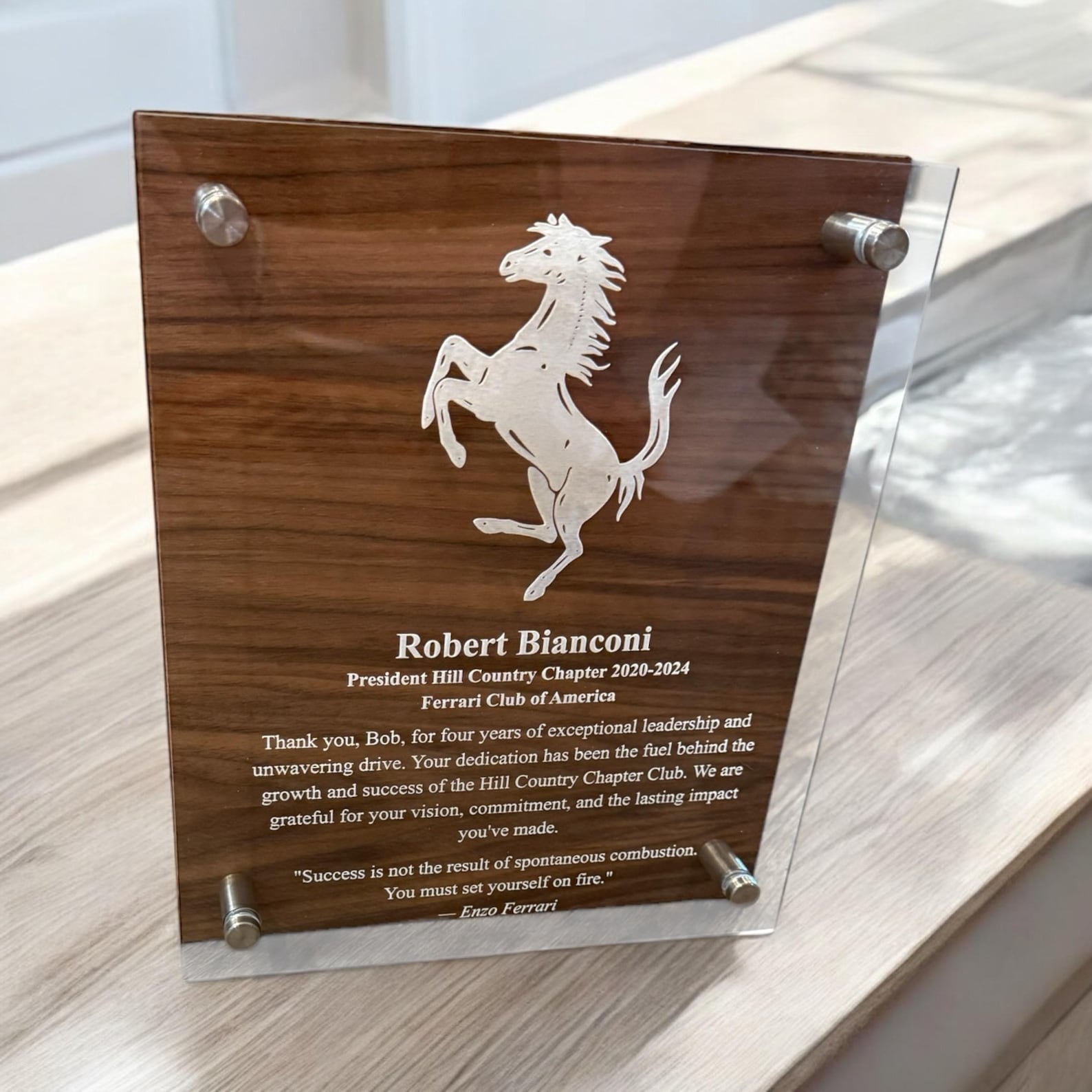 Custom Wood & Acrylic Recognition Plaque: Retirement, Achievement Award ...