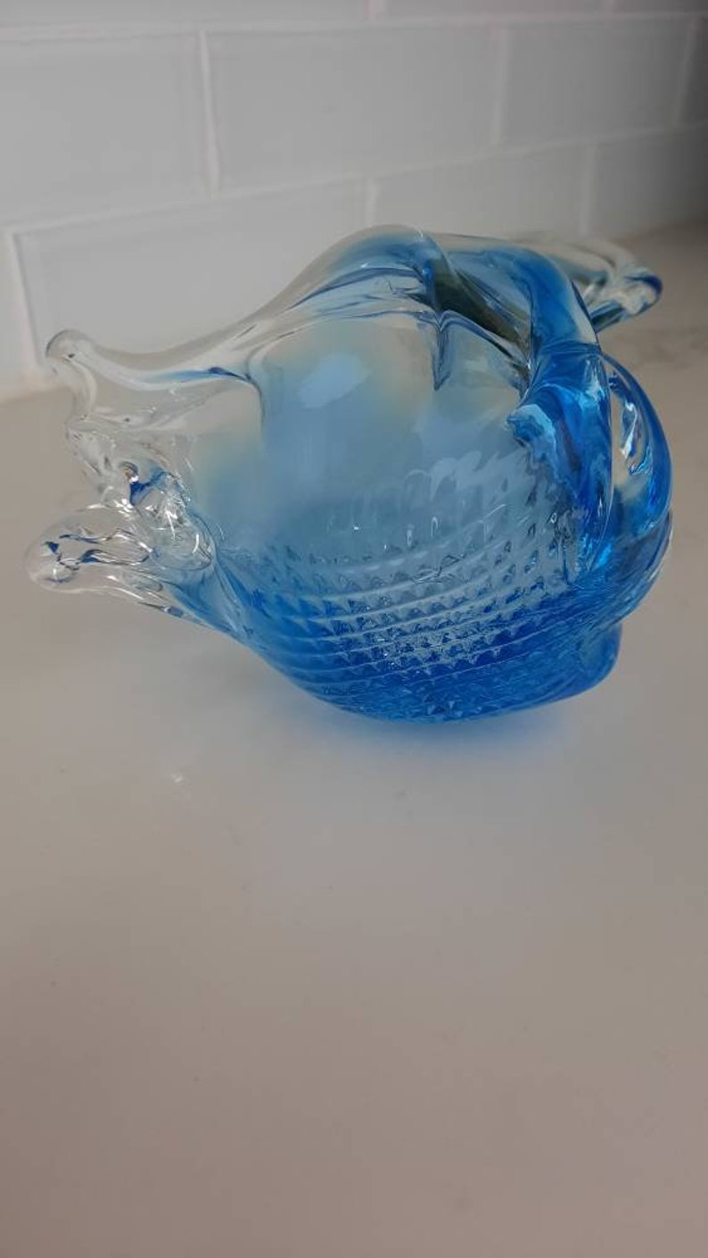 Vintage Glass Blue Swan, Hand Blown Glass Swan, Blue Glass Swan ...