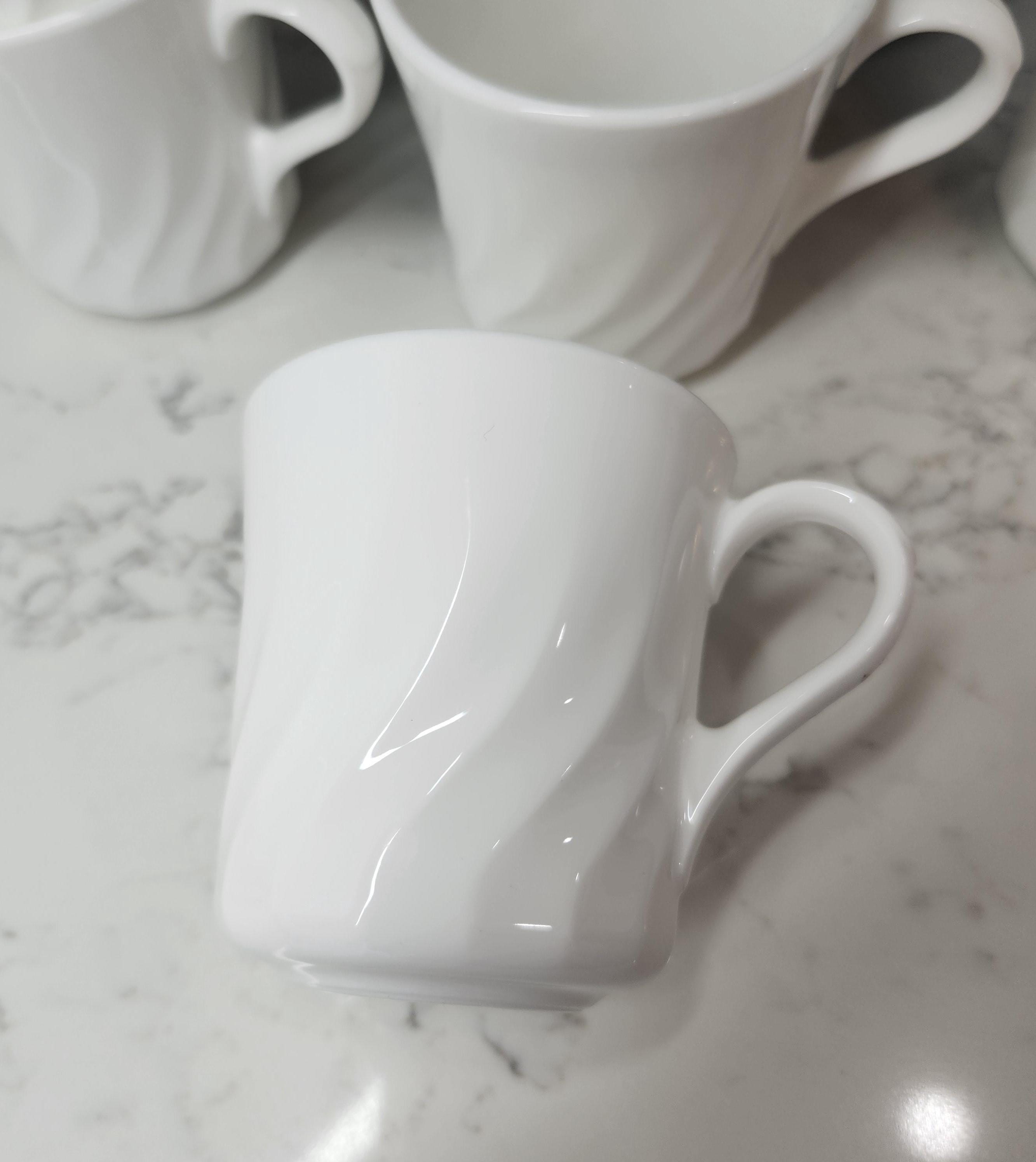 Vintage Corning Corelle Enhancements White Milk Coffee Tea Mugs, Swirl ...