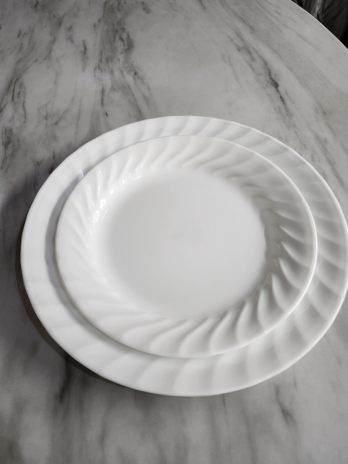 Vintage Corelle Swirl ENHANCEMENTS White Dinner Set, 13 Pieces, Cereal ...