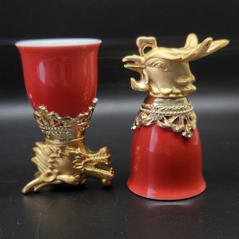 Dragon and Phoenix Shot Glasses, 24K Gold Plated, Unique Shot Glass ...