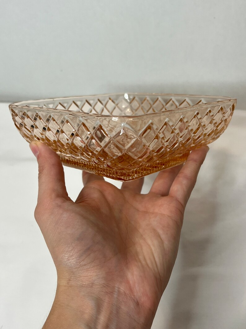 Antique Pink Depression Glass Square Bowl, Vintage Home Decor, Unique ...