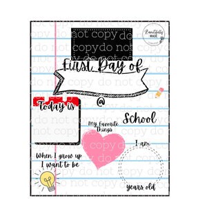 First Day of School Dry Erase Board Big Kid PNG File - Etsy