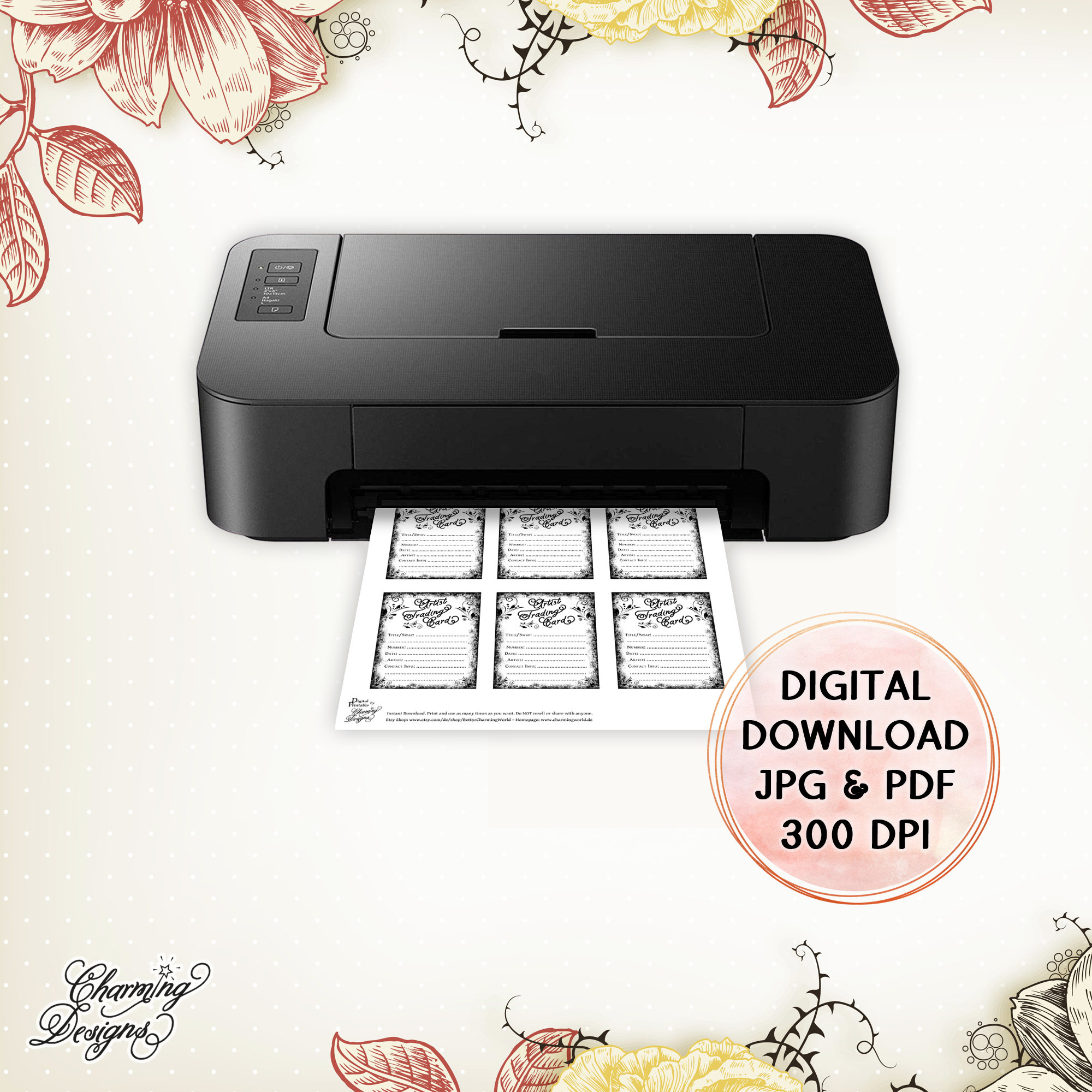 ATC Back Sides, Artist Trading Card Label, Digital Download, Digital ...