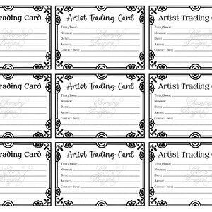 ATC Back Sides, Horizontal Artist Trading Card Label, Digital Download ...