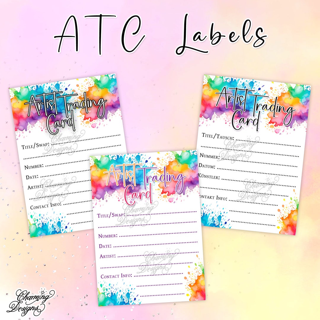 ATC Back Sides, Colorful Artist Trading Card Label, Digital Download ...
