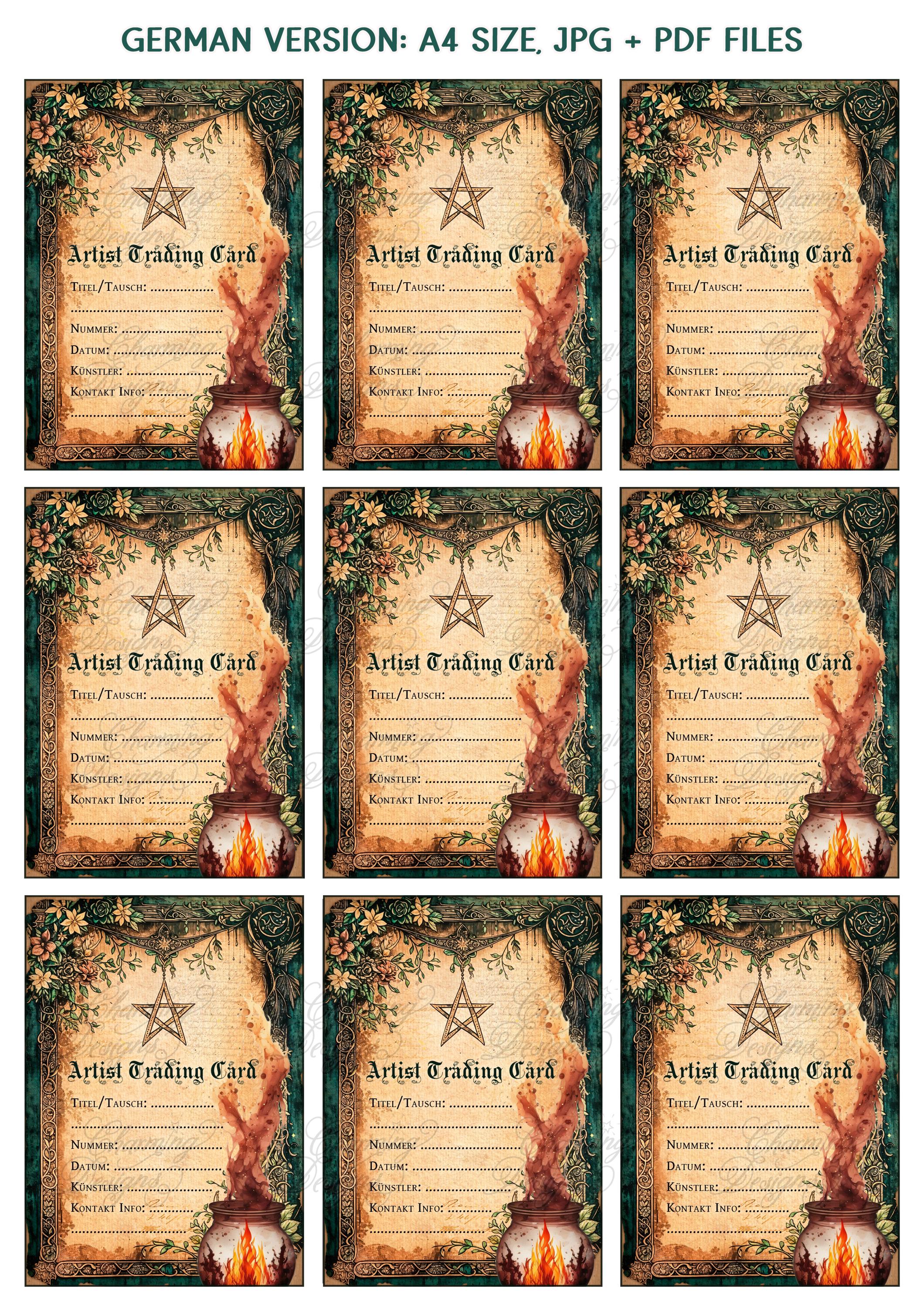 ATC Back Sides, Fantasy Artist Trading Card Label, Digital Download ...